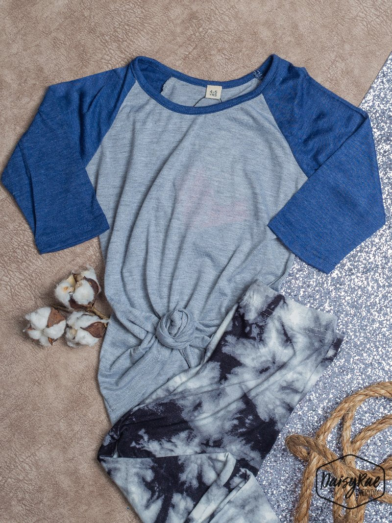 Girls' Grey and Blue Raglan – Southern Grace Wholesale