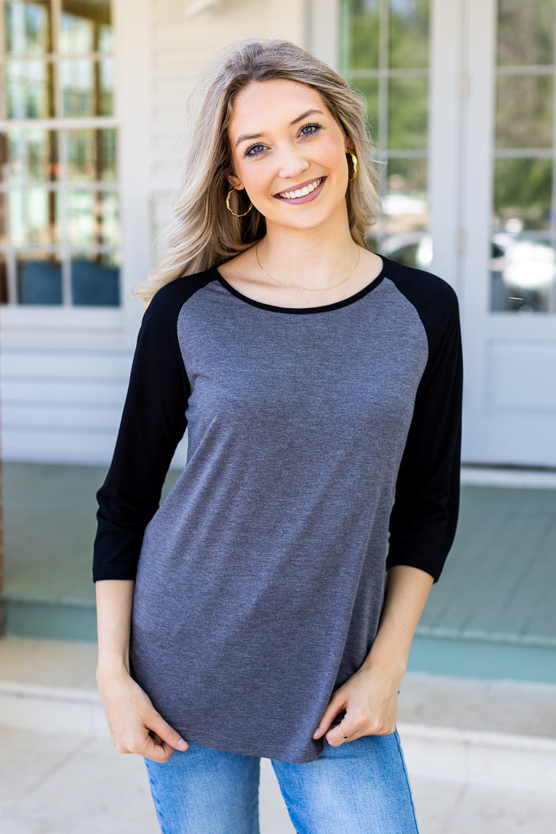 Precision Stripes: Grey & Black Striped Baseball Raglan – Southern ...