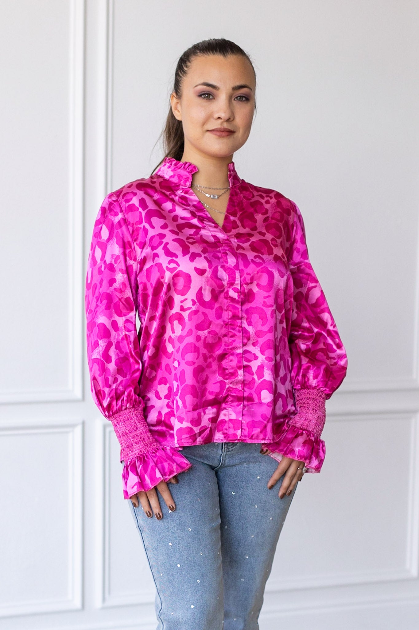 Smitten in Satin Leopard Pink Top – Southern Grace Wholesale