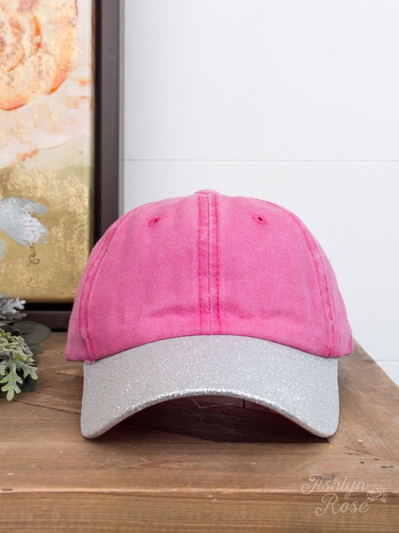 GIRLS Pink Hat with Silver Glitter Bill – Southern Grace Wholesale